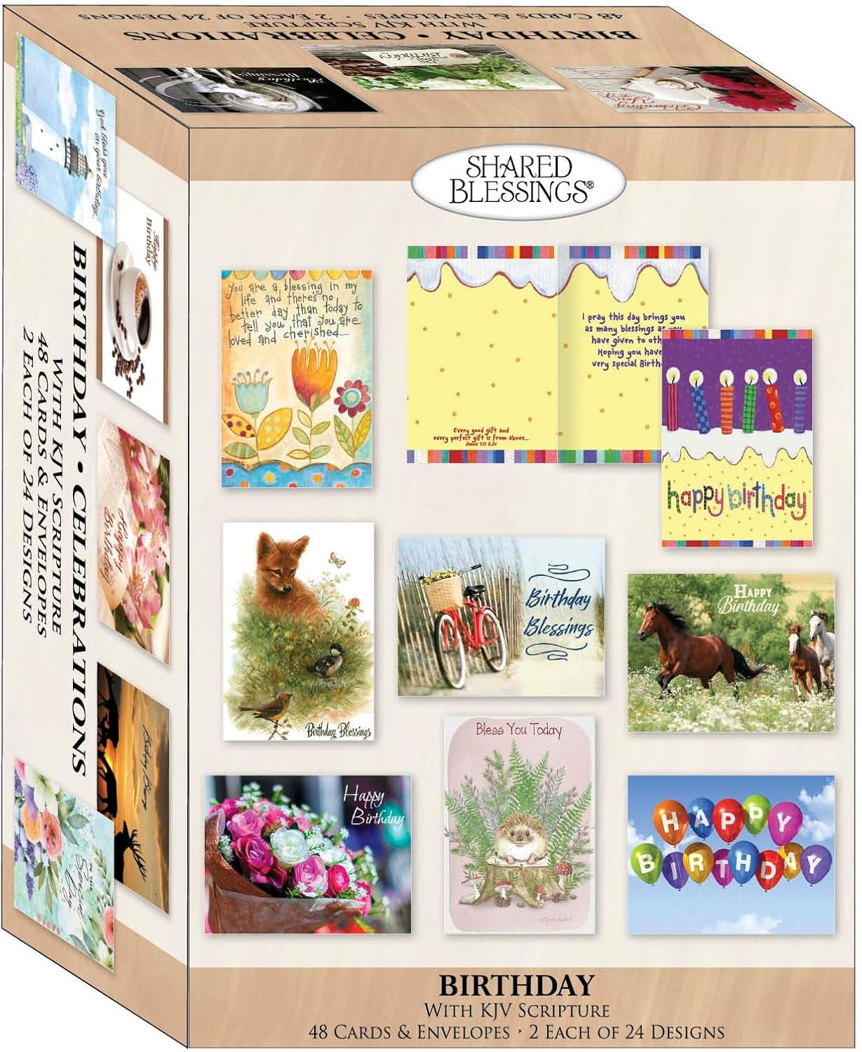 Shared Blessings Celebrations 48 Boxed Birthday Cards with KJV ...
