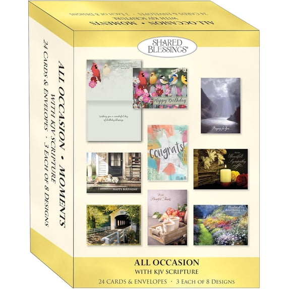 Shared Blessings Moments All Occasion 24 Boxed Greeting Cards with KJV ...