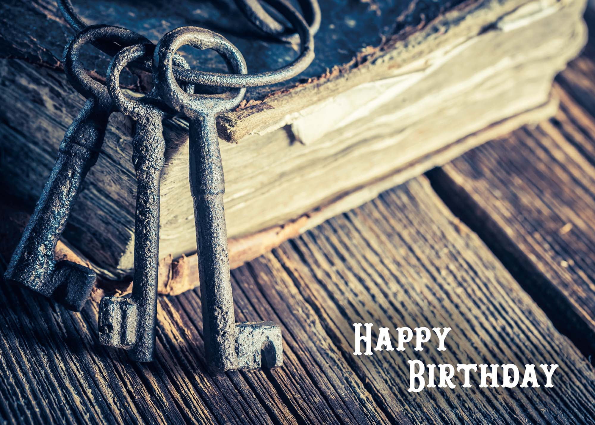 Shared Blessings Vintage Keys and Books 1 Count Christian Birthday Card ...