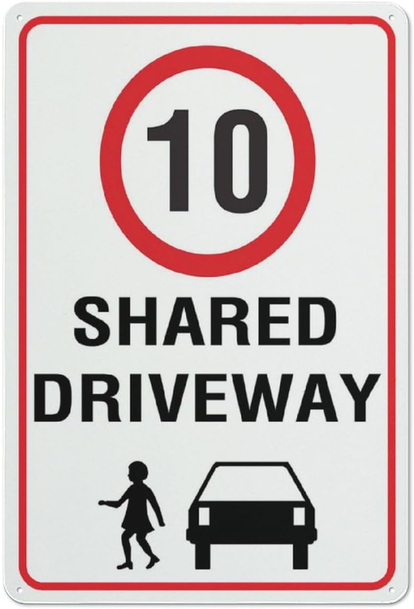 Shared Driveway 10Km Speed Limit Sign 8X12 Inch Rust Free Aluminum Easy ...