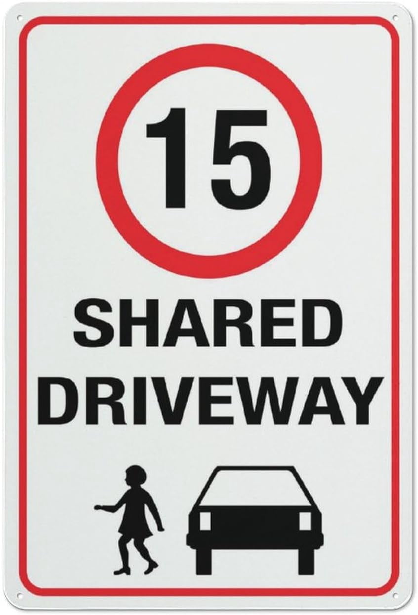 Shared Driveway 15Km Speed Limit Sign Metal Signs 12X8 Inch Rust Free ...