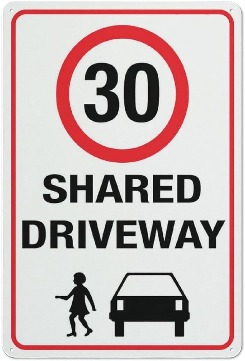 Shared Driveway 30Km Speed Limit Sign For House 12" X 8" Yard Sign ...