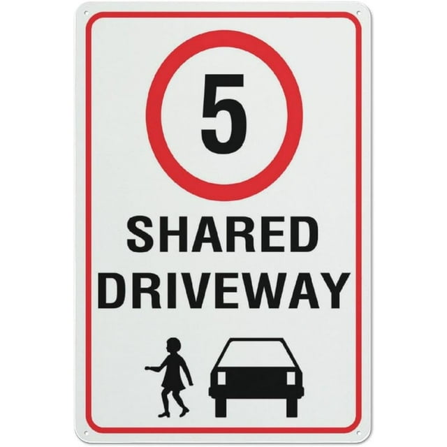 Shared Driveway 5Km Speed Limit Sign 12X8 Inches Metal Aluminum Signs ...