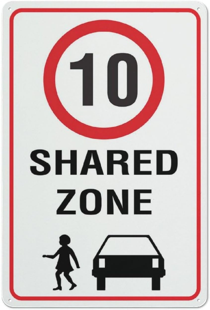 Shared Zone 10Km Speed Limit Sign Signs Outdoor, Uv Printed Aluminum 12 ...