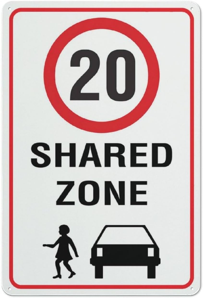 Shared Zone 20Km Speed Limit Sign 12X8 Inch Tin Sign Great For Garden ...