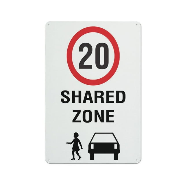 Shared Zone 20Km Speed Limit Sign Warning Sticker-Security Sign Outdoor ...