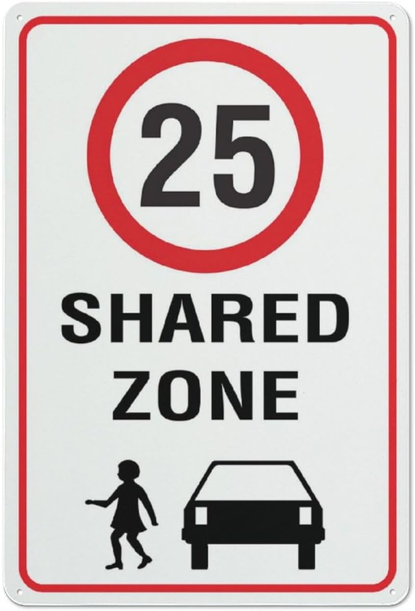 Shared Zone 25Km Speed Limit Sign For Business 8"X12" Rust Free ...