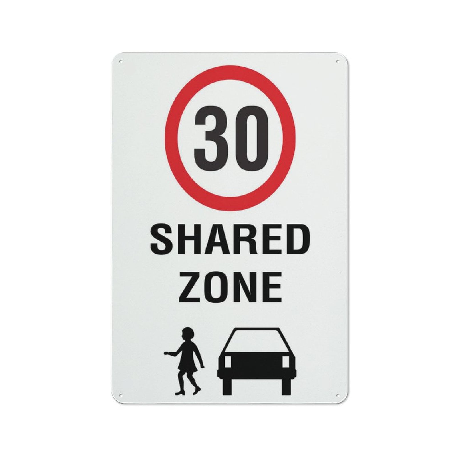 Shared Zone 30Km Speed Limit Sign Sign, 8 X 12 Grade Reflective ...