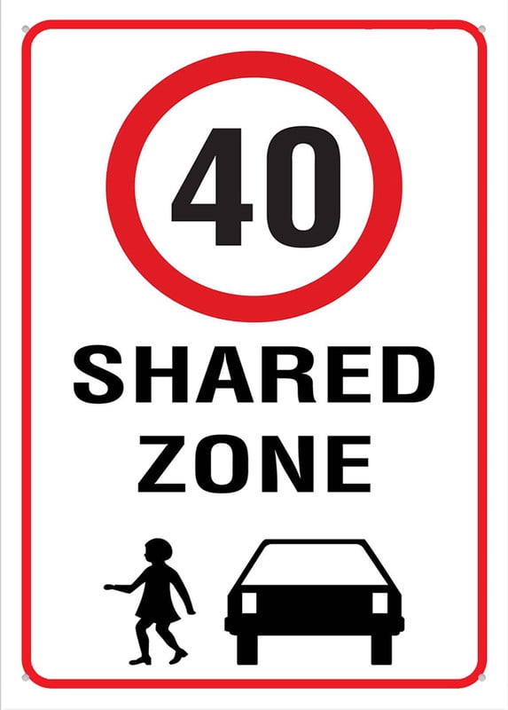 Shared Zone 40Km Speed Limit Sign 8"X12" Rust Free Aluminum Signs ...
