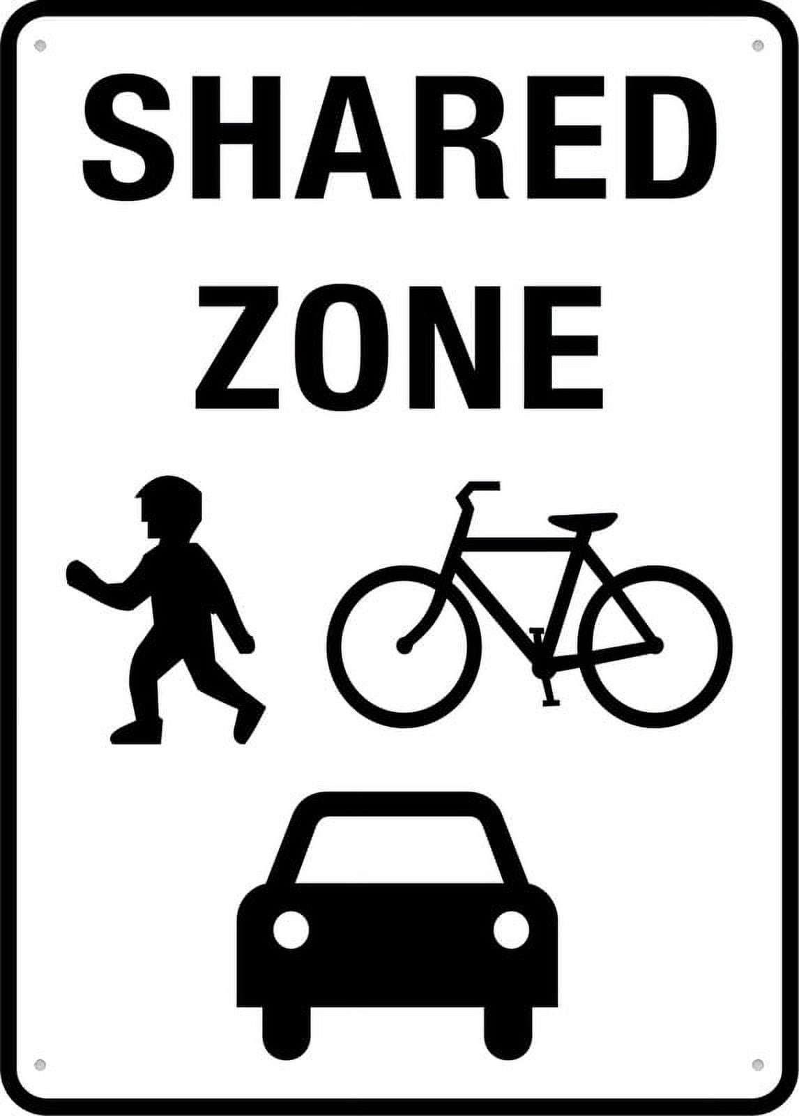 Shared Zone Signs Outdoor, Uv Printed Aluminum 12 X 8 In, Weatherproof ...