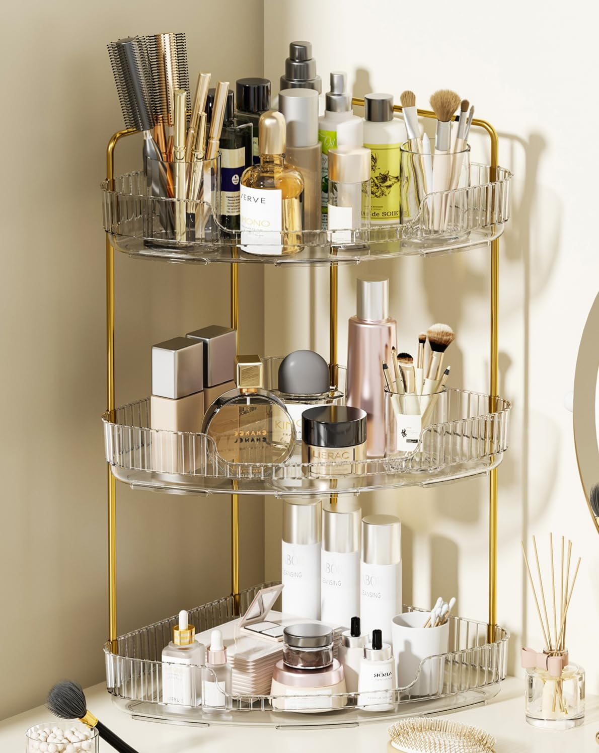 Shario Corner Bathroom Counter Organizer, 3 Tier Bathroom Perfume ...