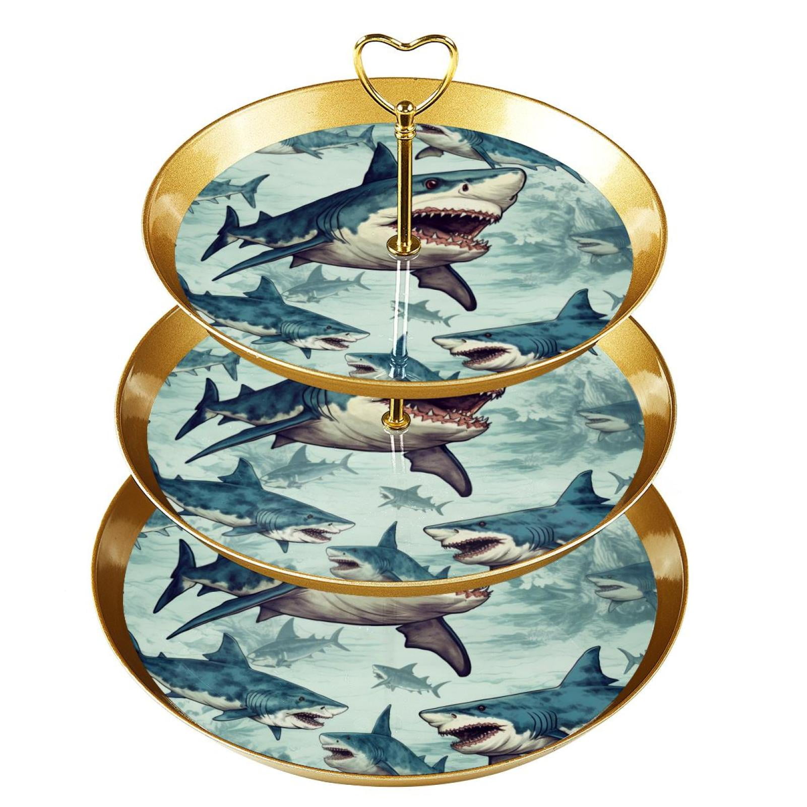 Shark 32cm Plastic Discs Iron Pillar Earring Holder with 3 Plates Set ...