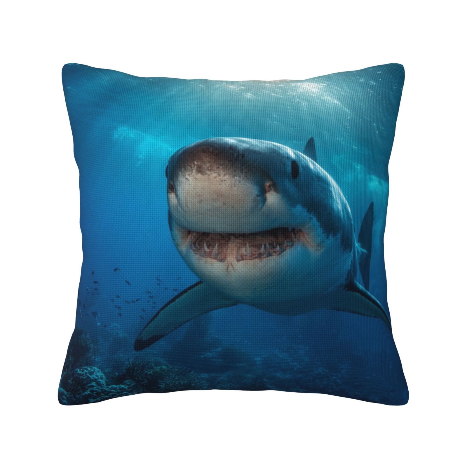 Shark 3D Shark Sea Animals Ocean Sea Wave Print Polyester Pillow Cover ...