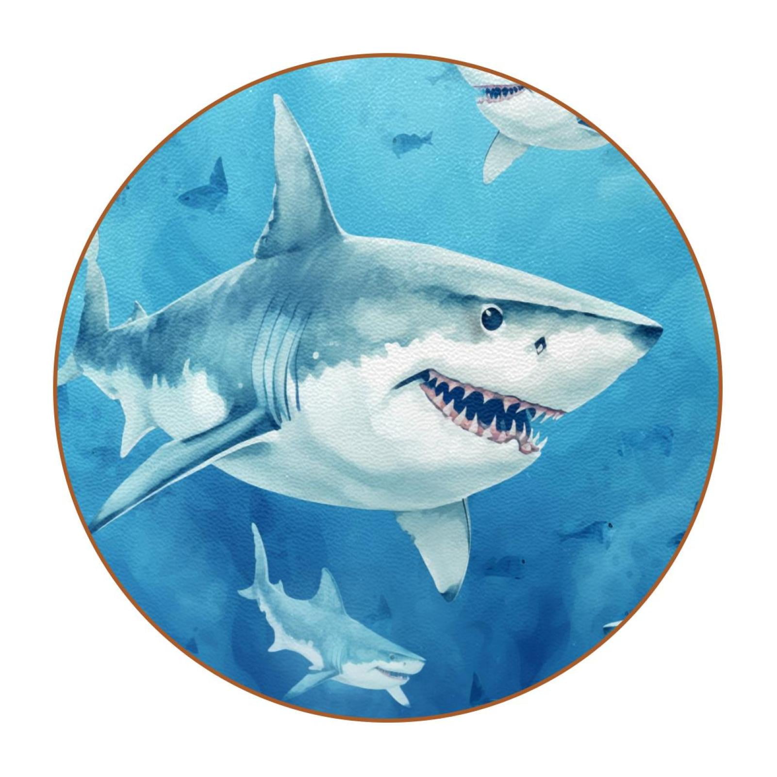 Shark 6PCS Round Microfiber Leather Bar Coasters, 11x11 cm/4.3x4.3 in ...