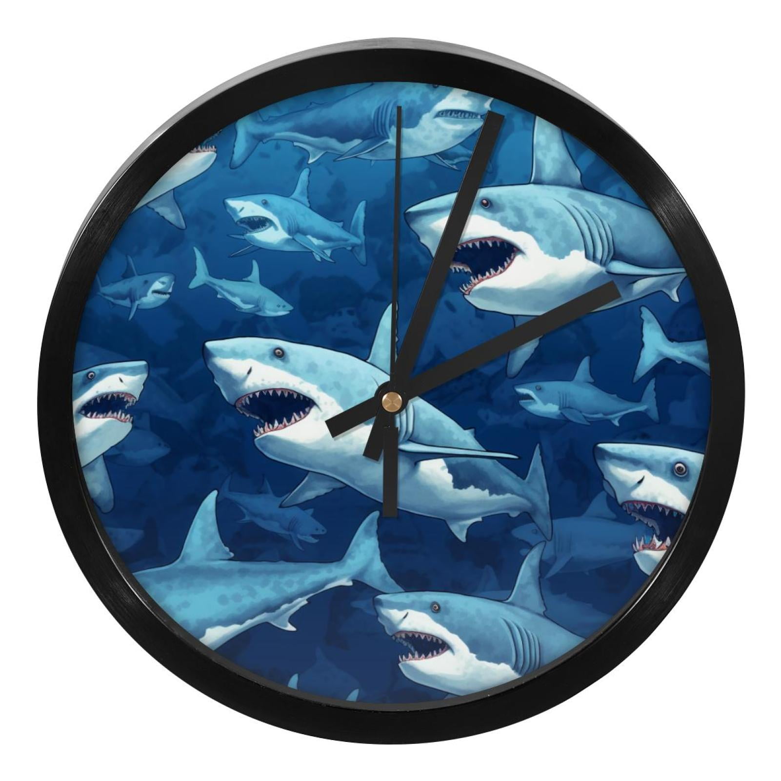 Shark 9.8 Inch Round Digital Wall Clock - Silent Non-Ticking Battery ...