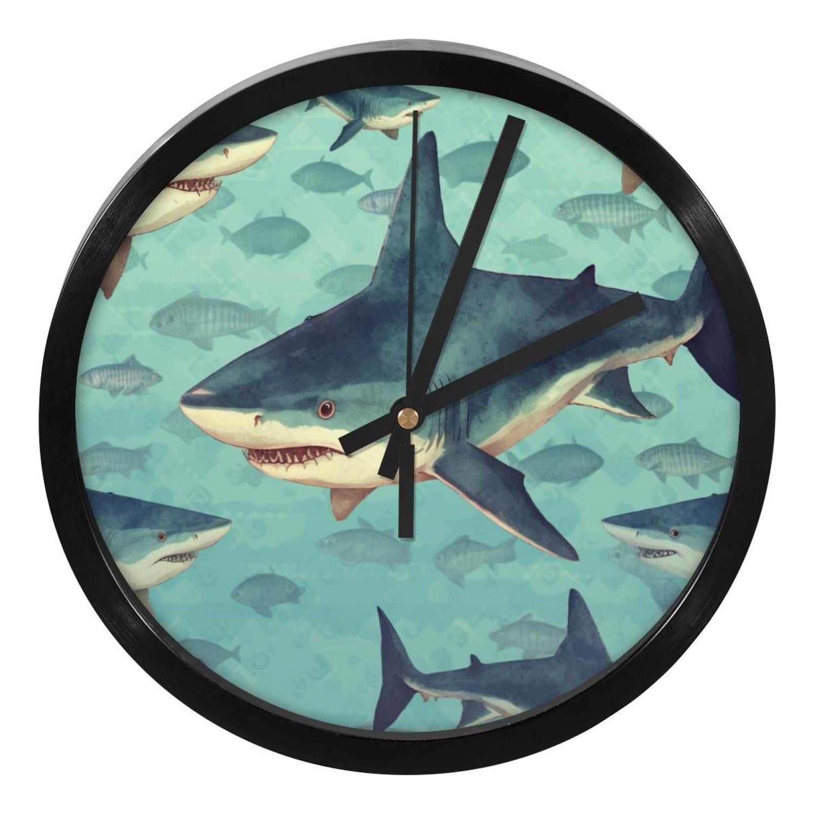 Shark 9.8 Inch Round Digital Wall Clock - Silent Non-Ticking Battery ...