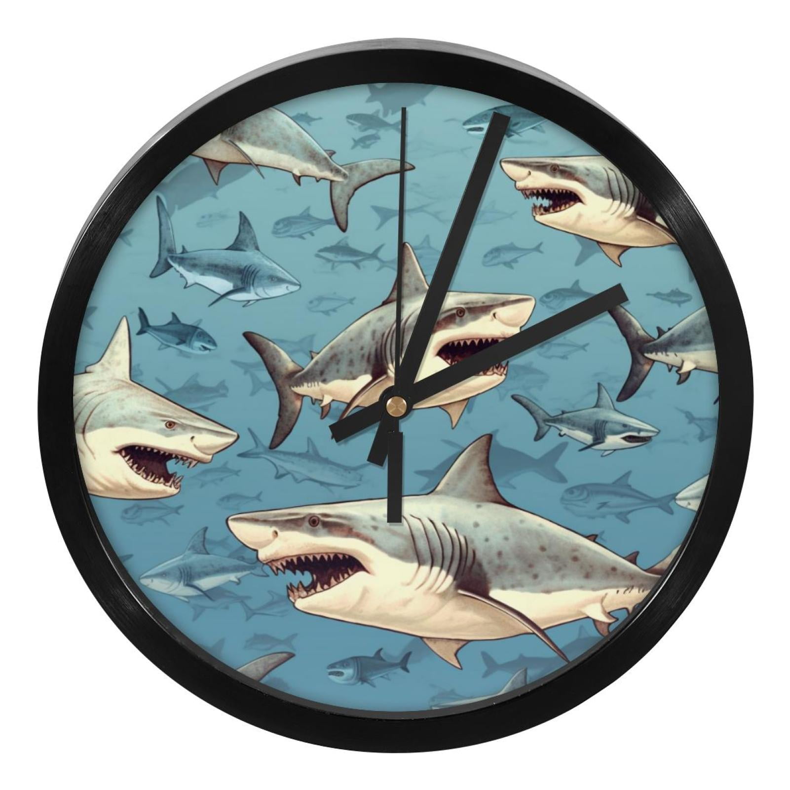 Shark 9.8 Inch Round Digital Wall Clock - Silent Non-Ticking Battery ...