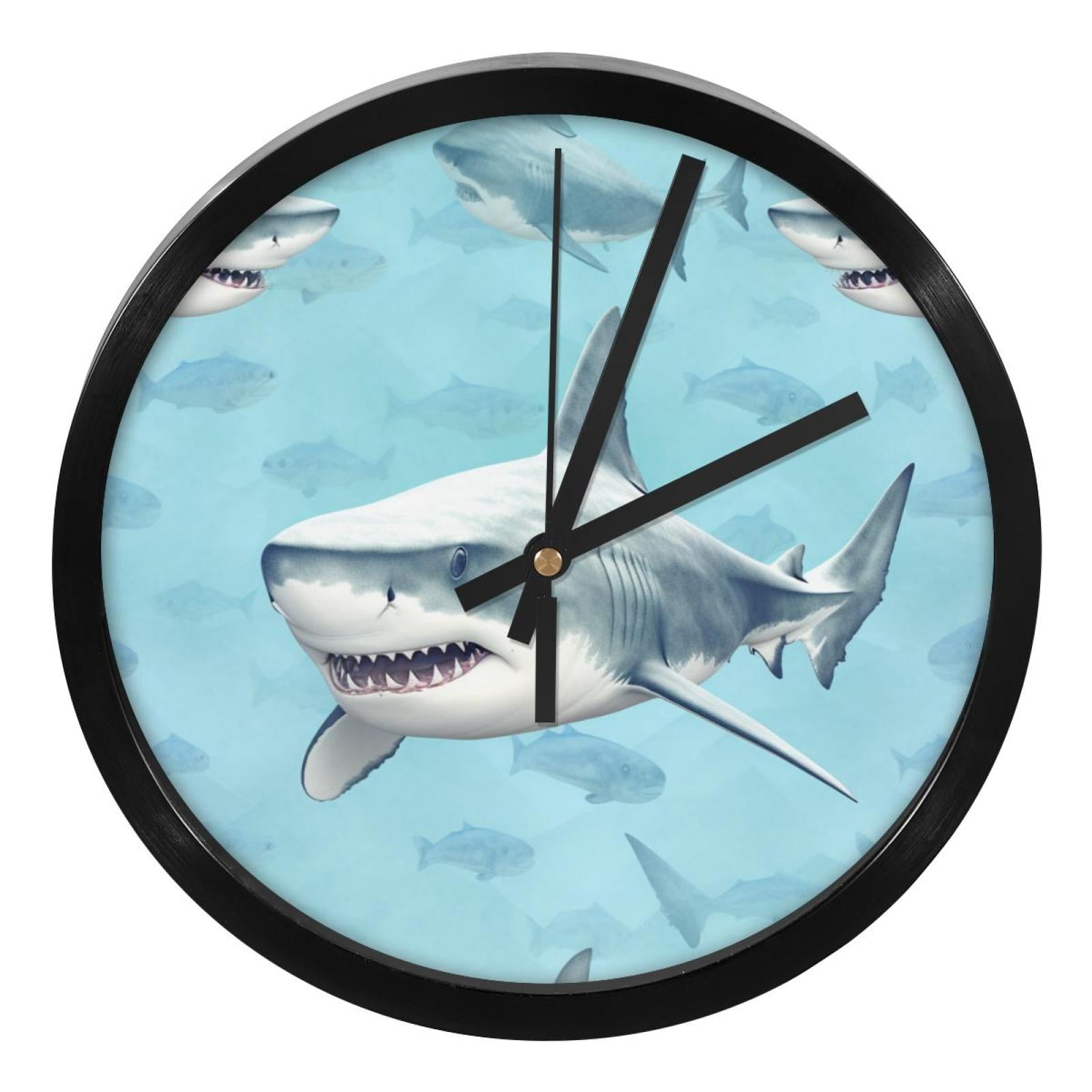 Shark 9.8 Inch Silent Non-Ticking Round Digital Wall Clock, Battery ...