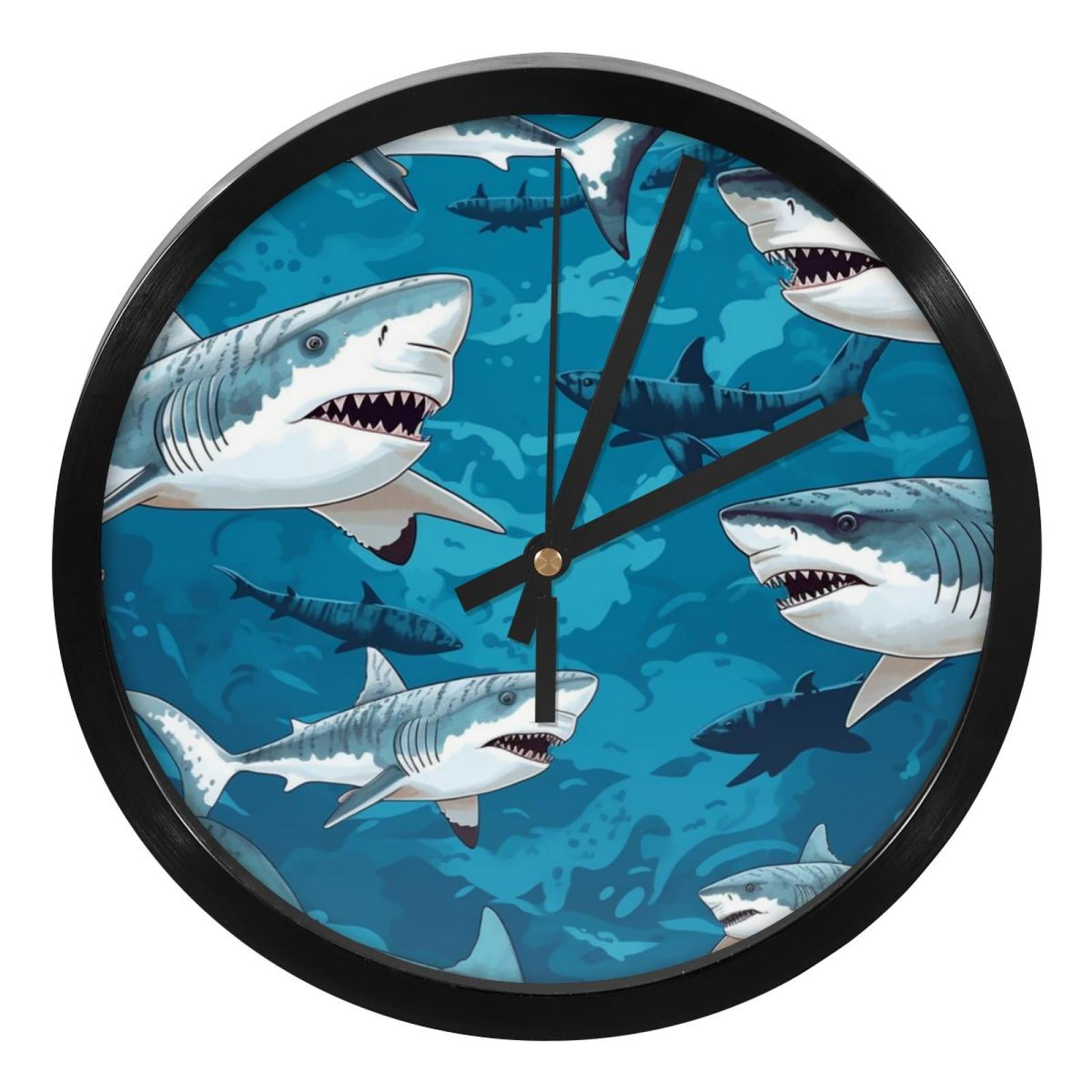 Shark 9.8 Inch Silent Round Digital Wall Clock - Battery Operated ...