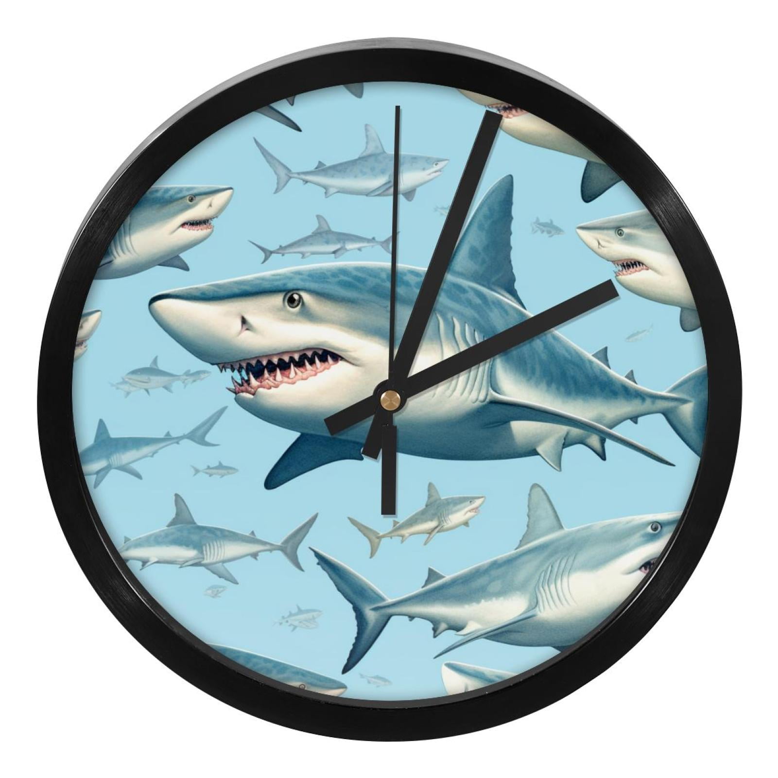 Shark 9.8 Inch Silent Round Digital Wall Clock, Battery Operated, Easy ...