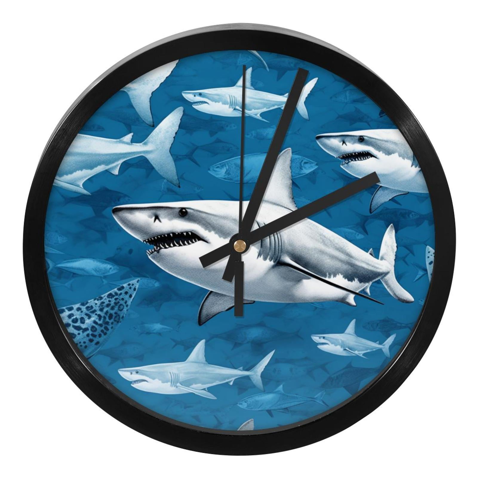 Shark 9.8 Inch Silent Wall Clock, Round Digital Battery Operated Clock ...