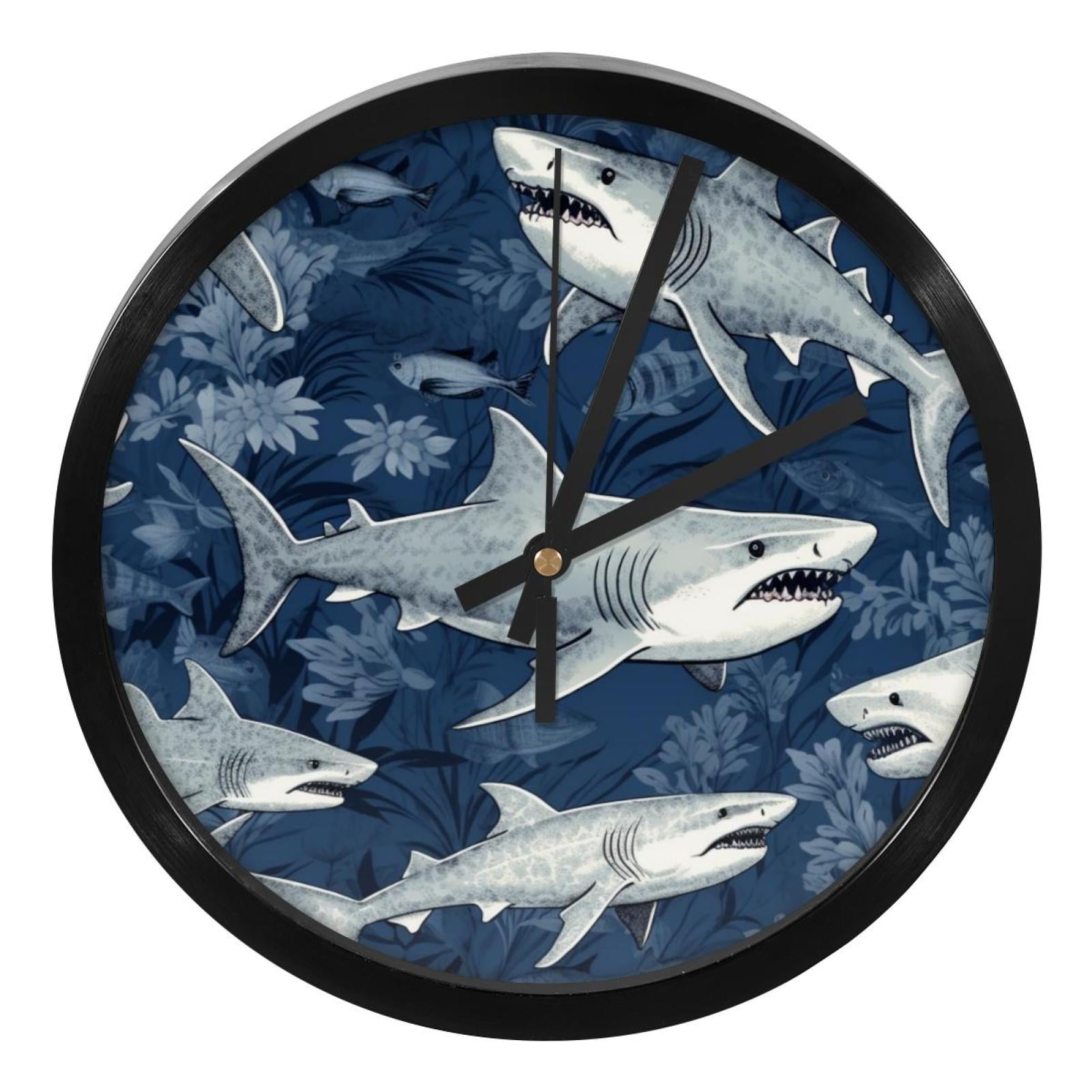 Shark 9.8 Inches Silent Wall Clock, Round Digital Battery Operated ...