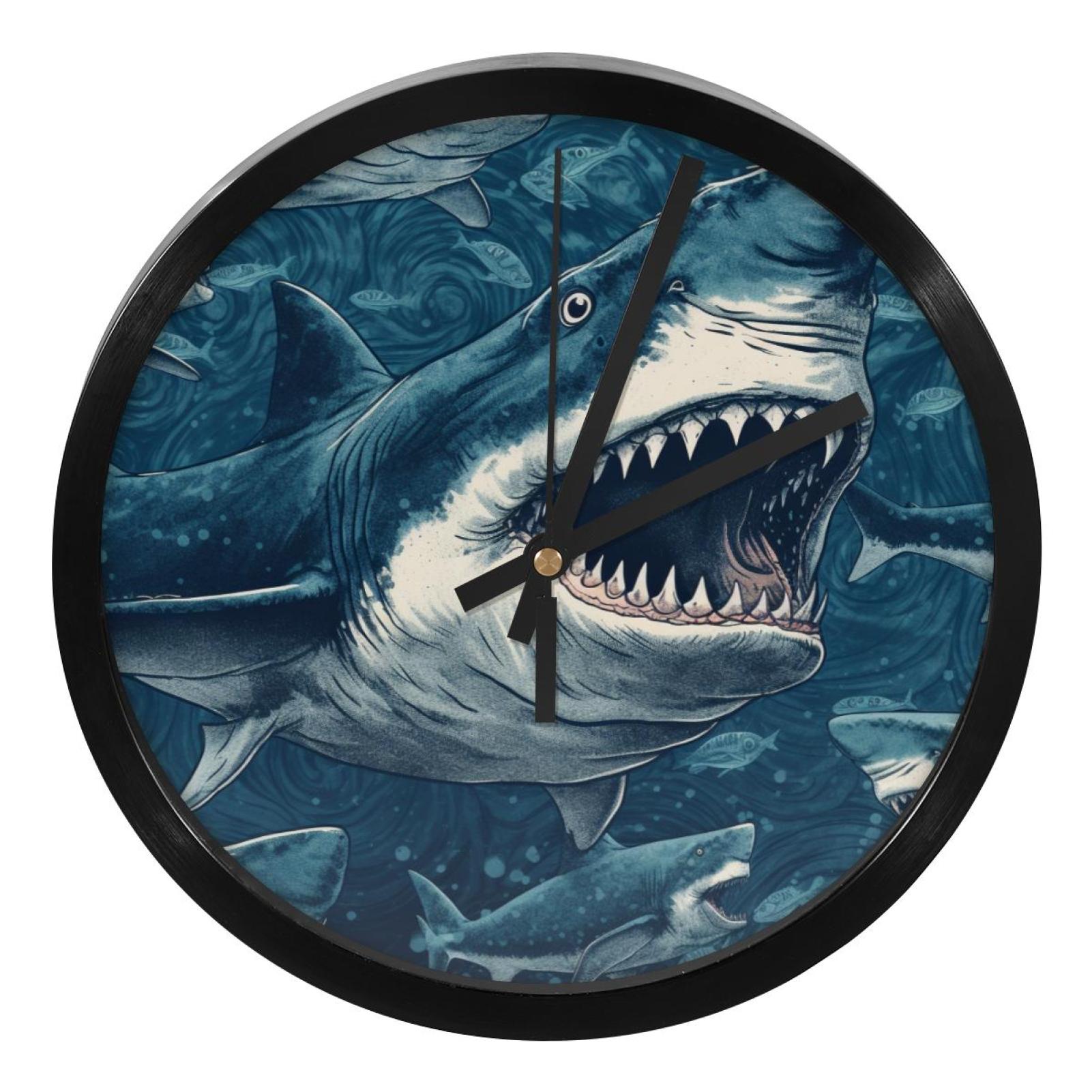 Shark 9.8 Inches Silent Wall Clock, Round Digital Battery Operated ...