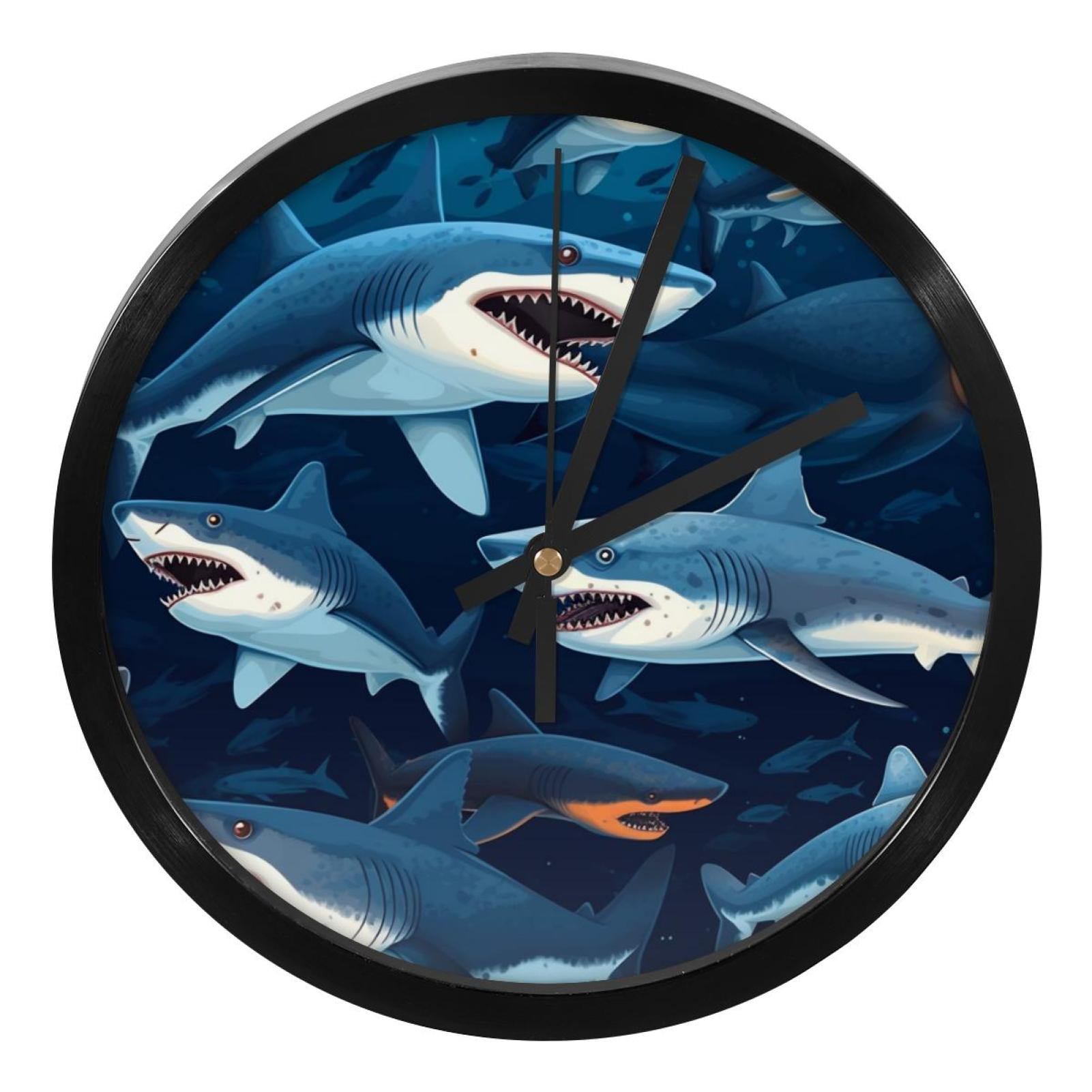 Shark 9.8 Inches Silent Wall Clock, Round Digital Battery Operated ...
