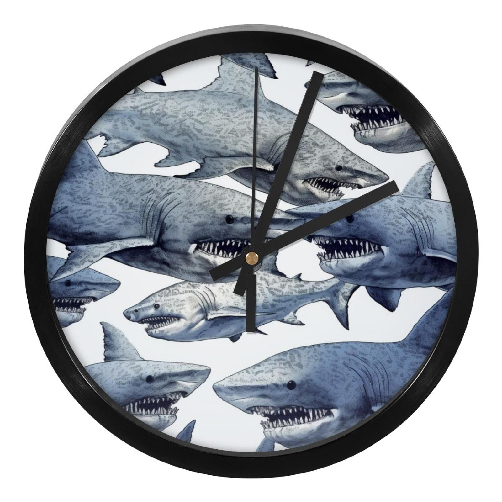 Shark 9.8 Inches Silent Wall Clock, Round Digital Battery Operated ...