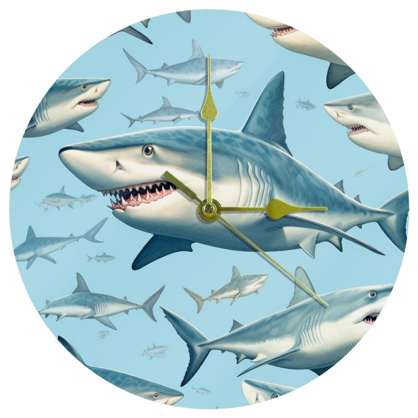 Shark Acrylic Circular Wall Clock - Stylish Timepiece for Decorating ...