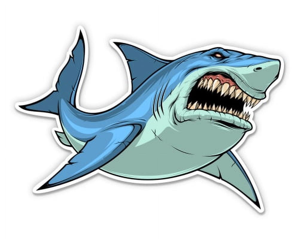 Shark Angry Scary - 12" Vinyl Sticker Waterproof Decal - Walmart.com