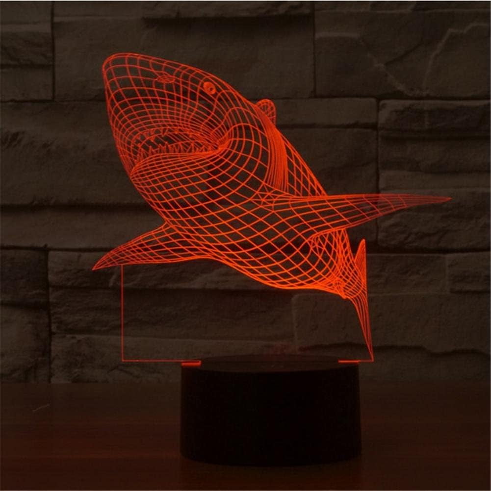 Shark Animal Toys 3D Illusion Night Light Smart Touch Lamp, Creative ...