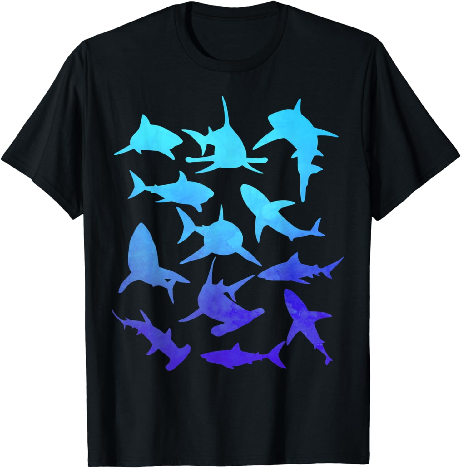 Shark Art Collage Great White Hammerhead Bull Sharks Vintage T-Shirt ...