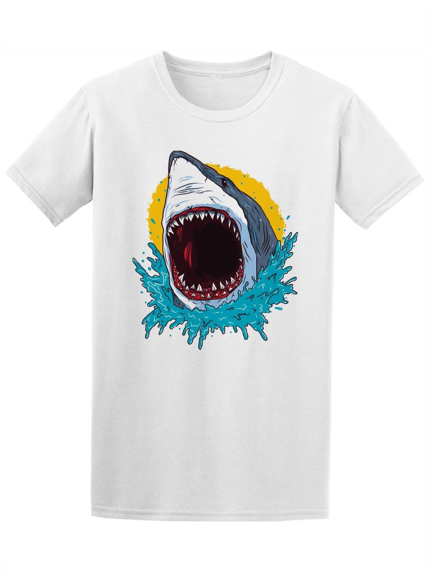 Shark Attack Drawing Men T-Shirt - Image by Shutterstock, Male Medium ...