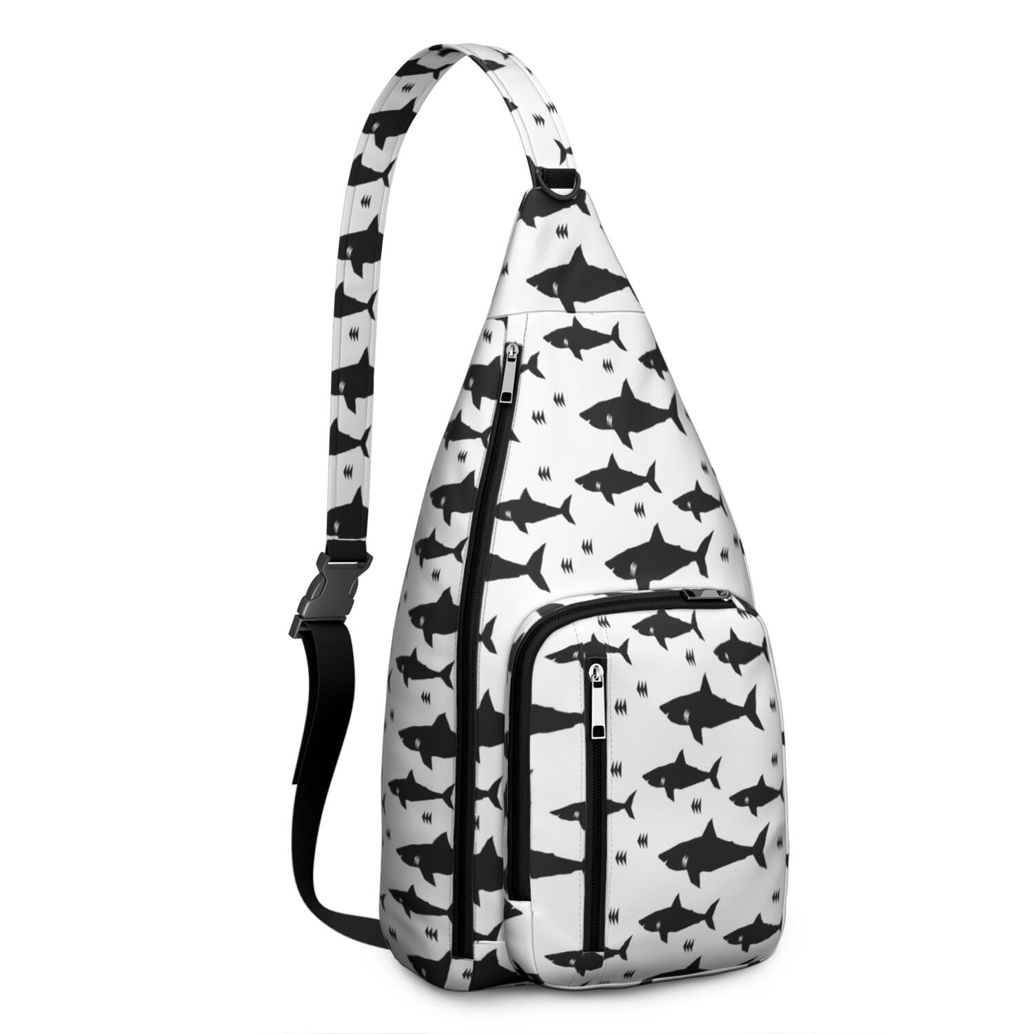 Shark Attack Sling Backpack - Cute Great White Shark Design, Anti-Theft ...