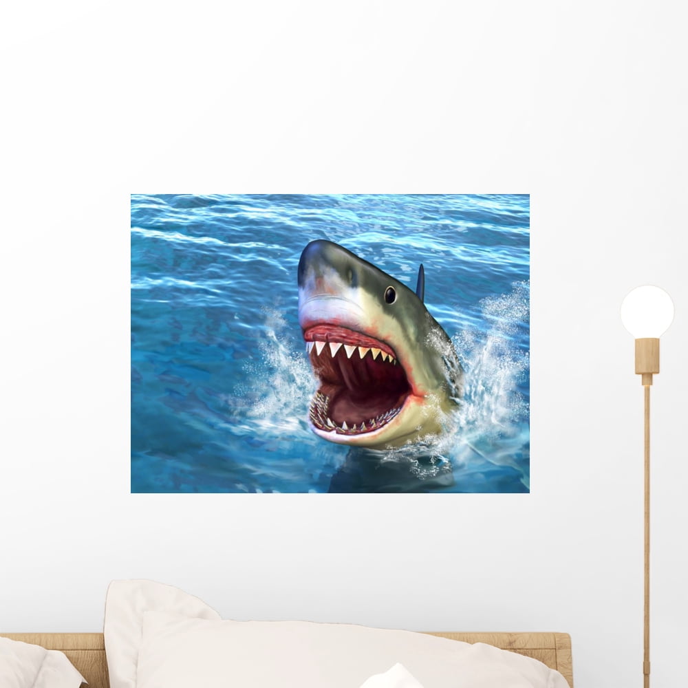 Shark Attack Wall Mural by Wallmonkeys Peel and Stick Graphic (18 in W ...