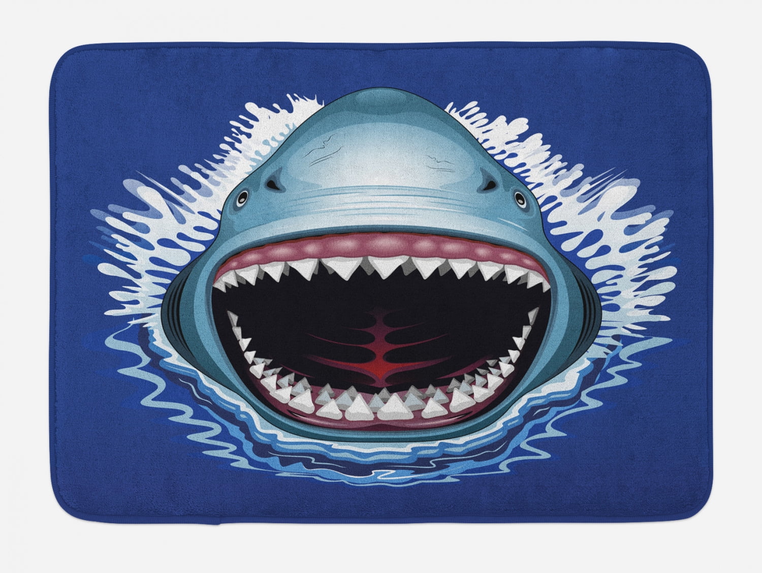 Shark Bath Mat, Attack of Open Mouth Sharp Teeth Sea Danger Wildlife ...