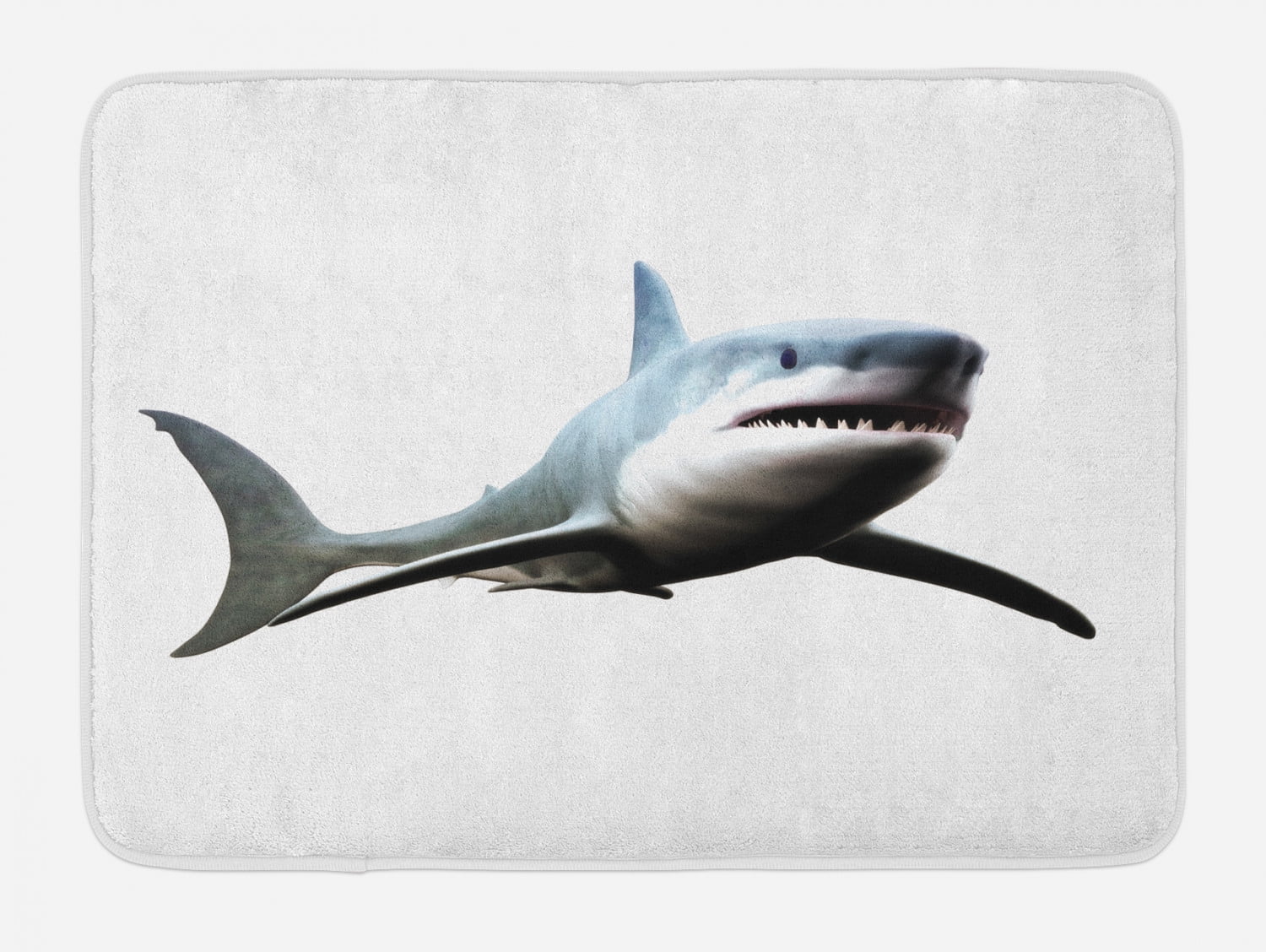 Shark Bath Mat, Digital Illustration of Wild Sea Creature Character ...