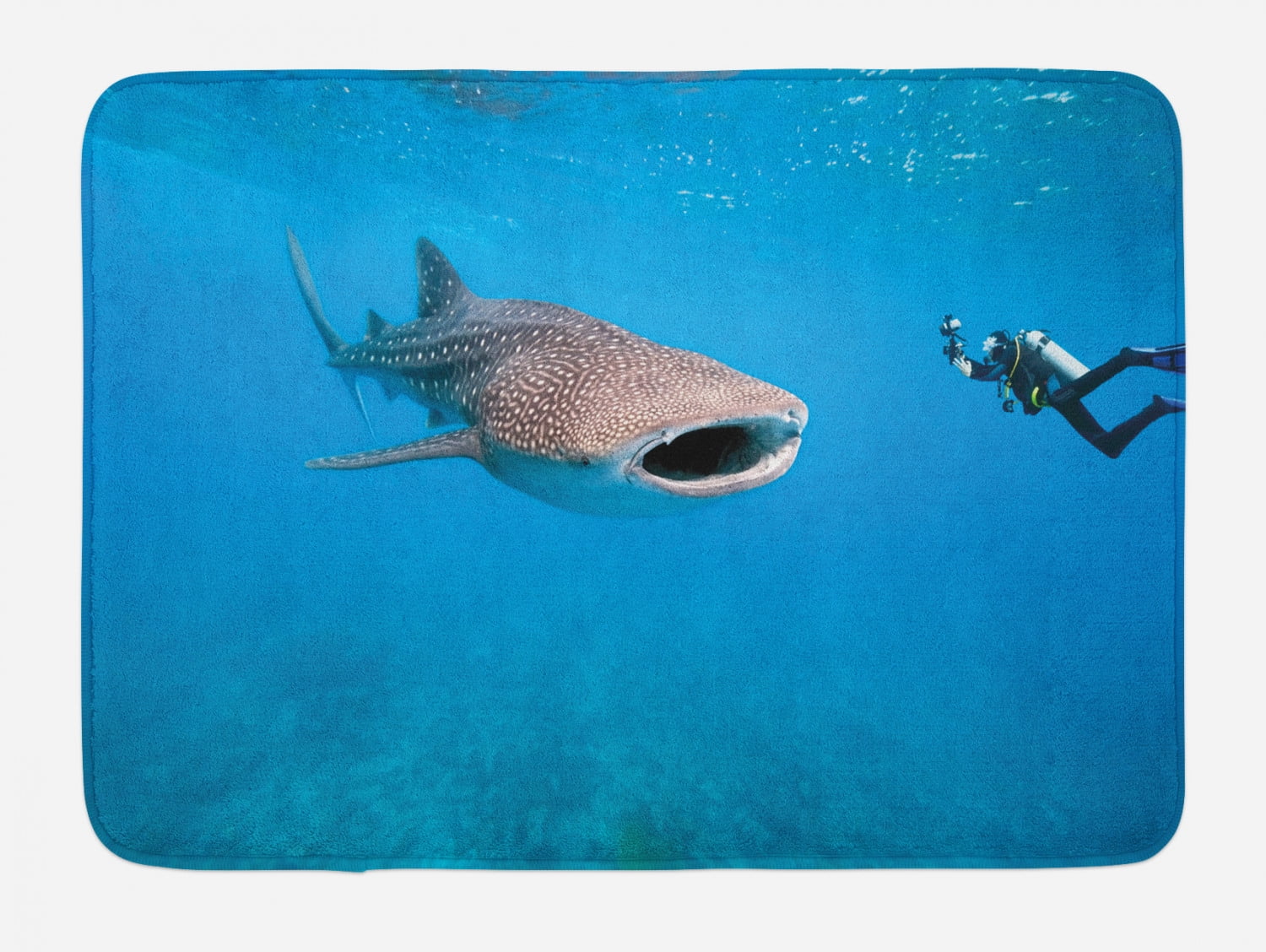 Shark Bath Mat, Giant Whale Shark and Underwater Photographer in ...