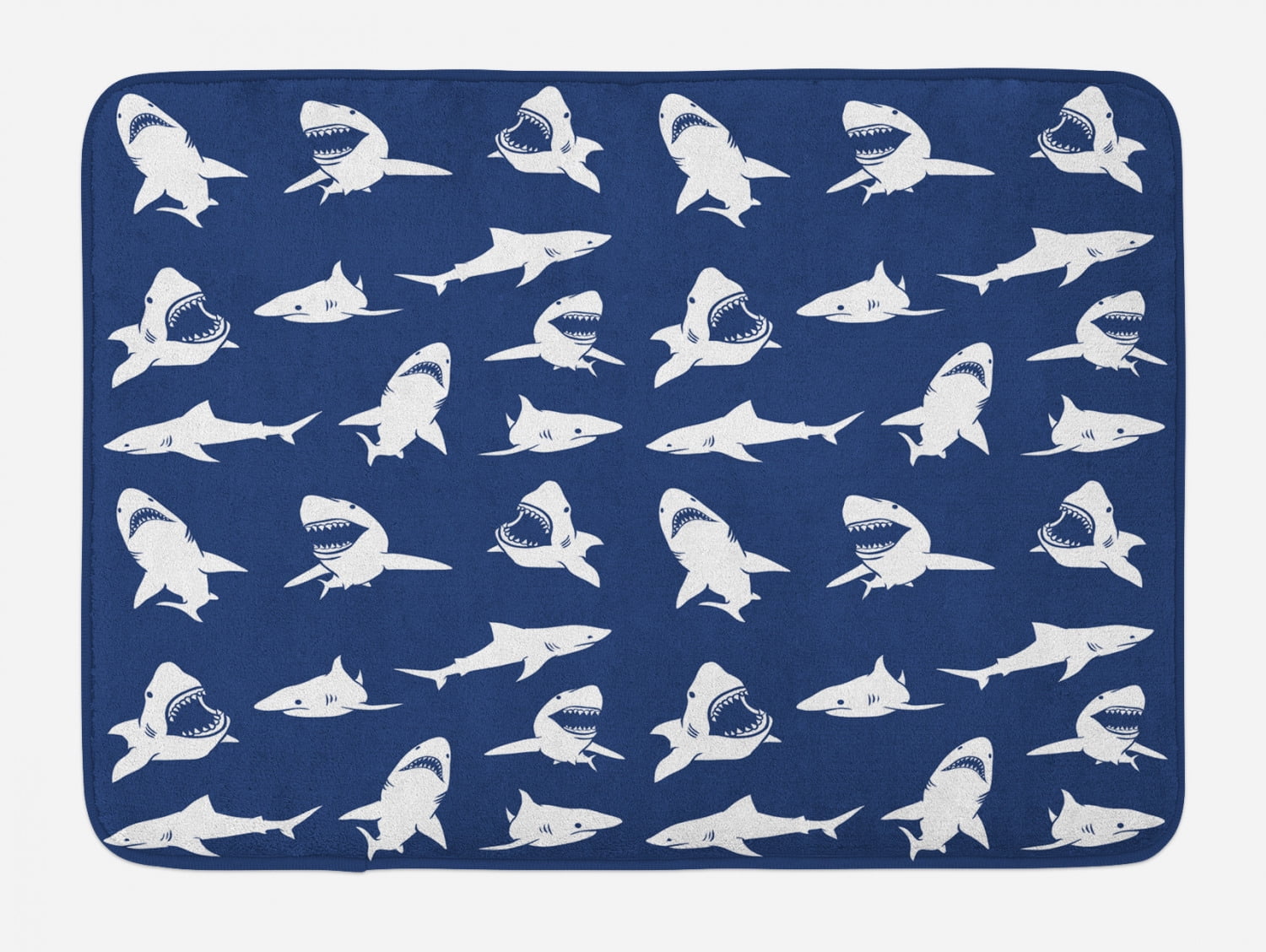 Shark Bath Mat, Shark Pattern with Various Gestures Have A Bite Danger ...