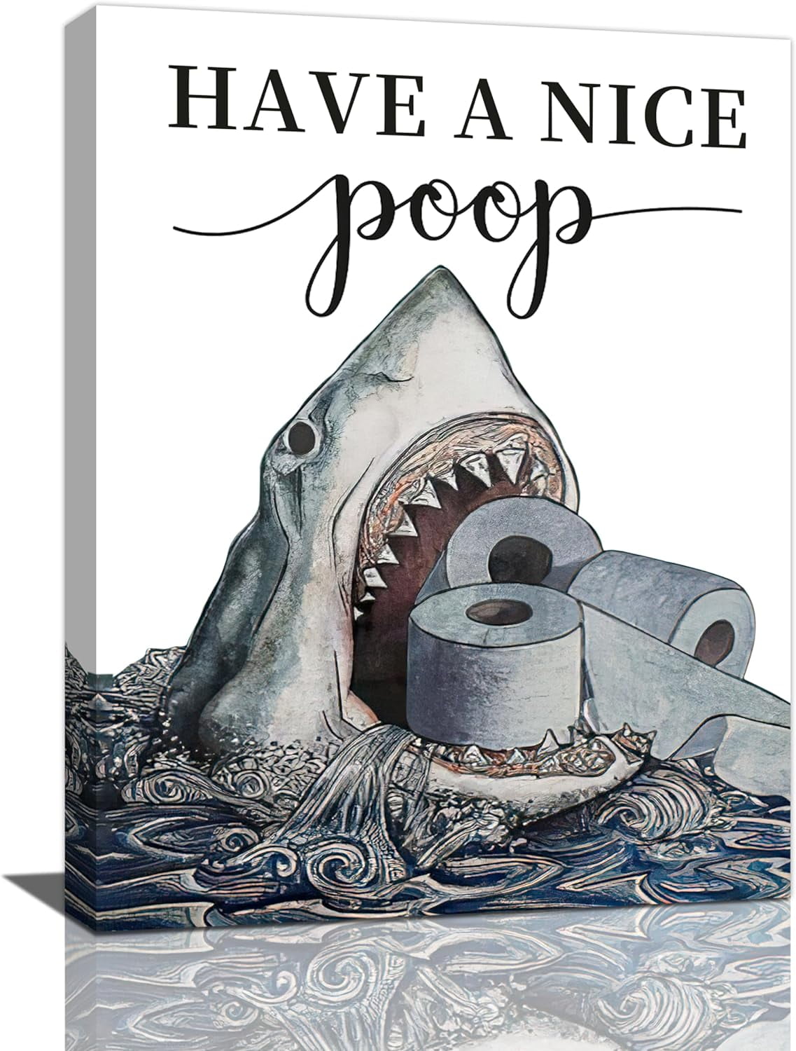 Shark Bathroom Wall Art Funny Shark Ocean Theme Bathroom Pictures Wall ...