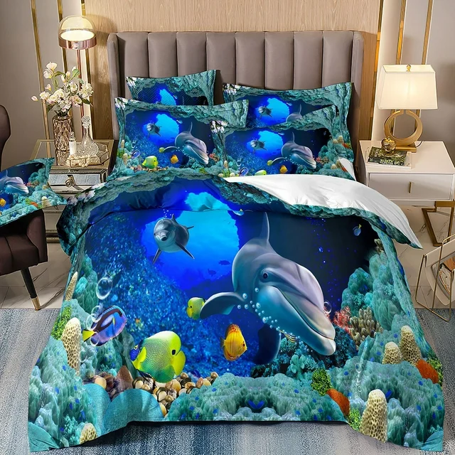 Shark Bedding Set Sea Turtle Comforter Cover for Kids Boys Girls Teens ...
