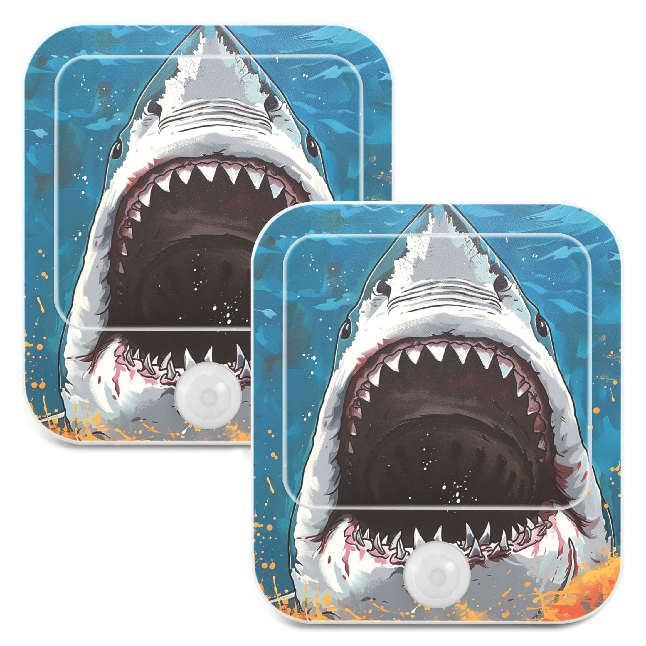 Shark Big Mouth 2 Pack LED Motion Sensor Night Light Plug into Wall ...