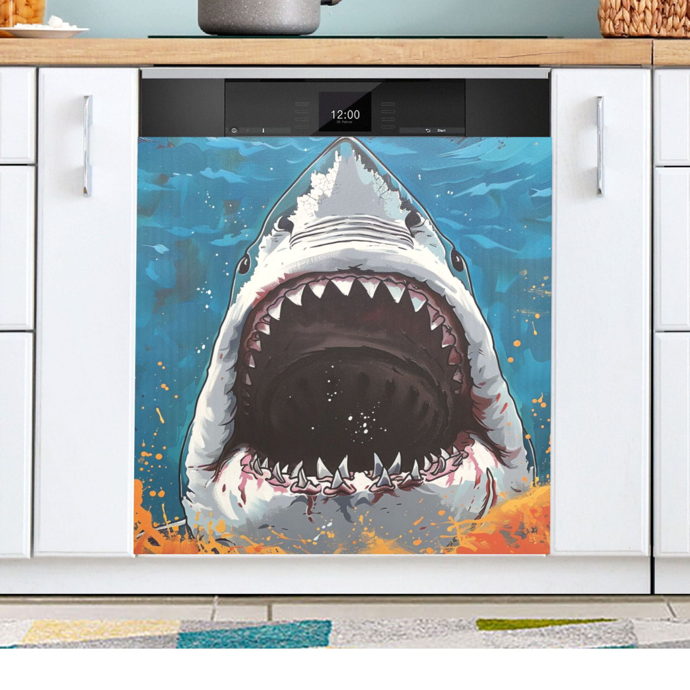 Shark Big Mouth Dishwasher Magnetic Refrigerator Magnet Cover Kitchen ...