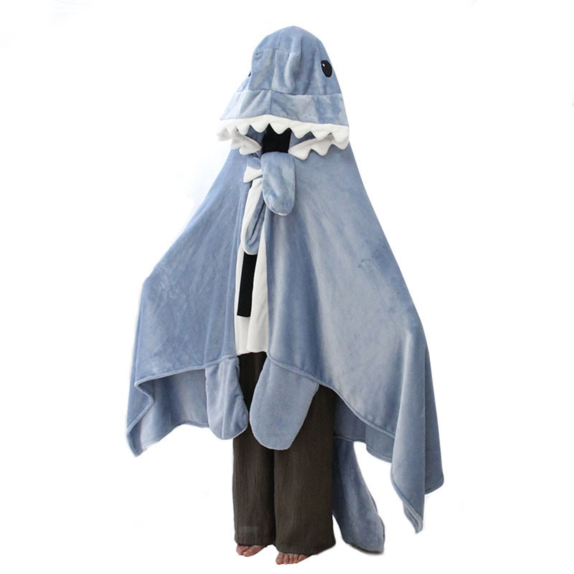 Shark Blanket Adult Wearable Super Soft Cozy Shawl Cape Hooded Robe ...