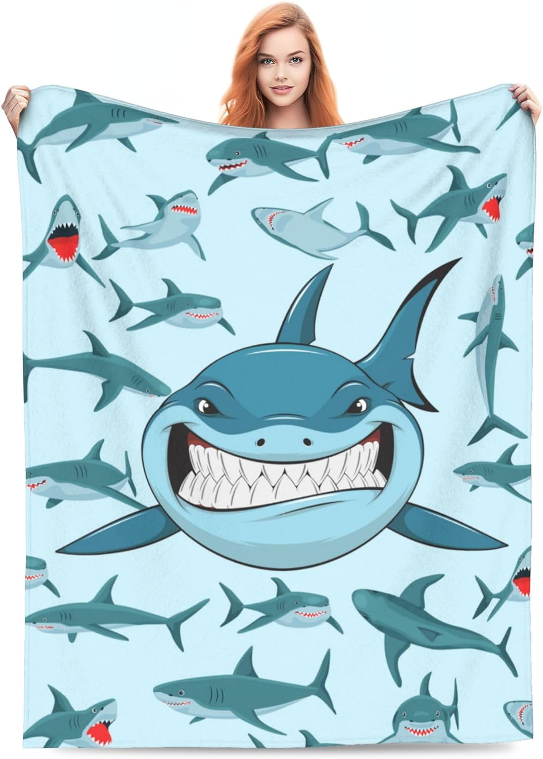 Shark Blanket Gifts for Kids Adults Soft Warm Lightweight Cozy Cartoon ...