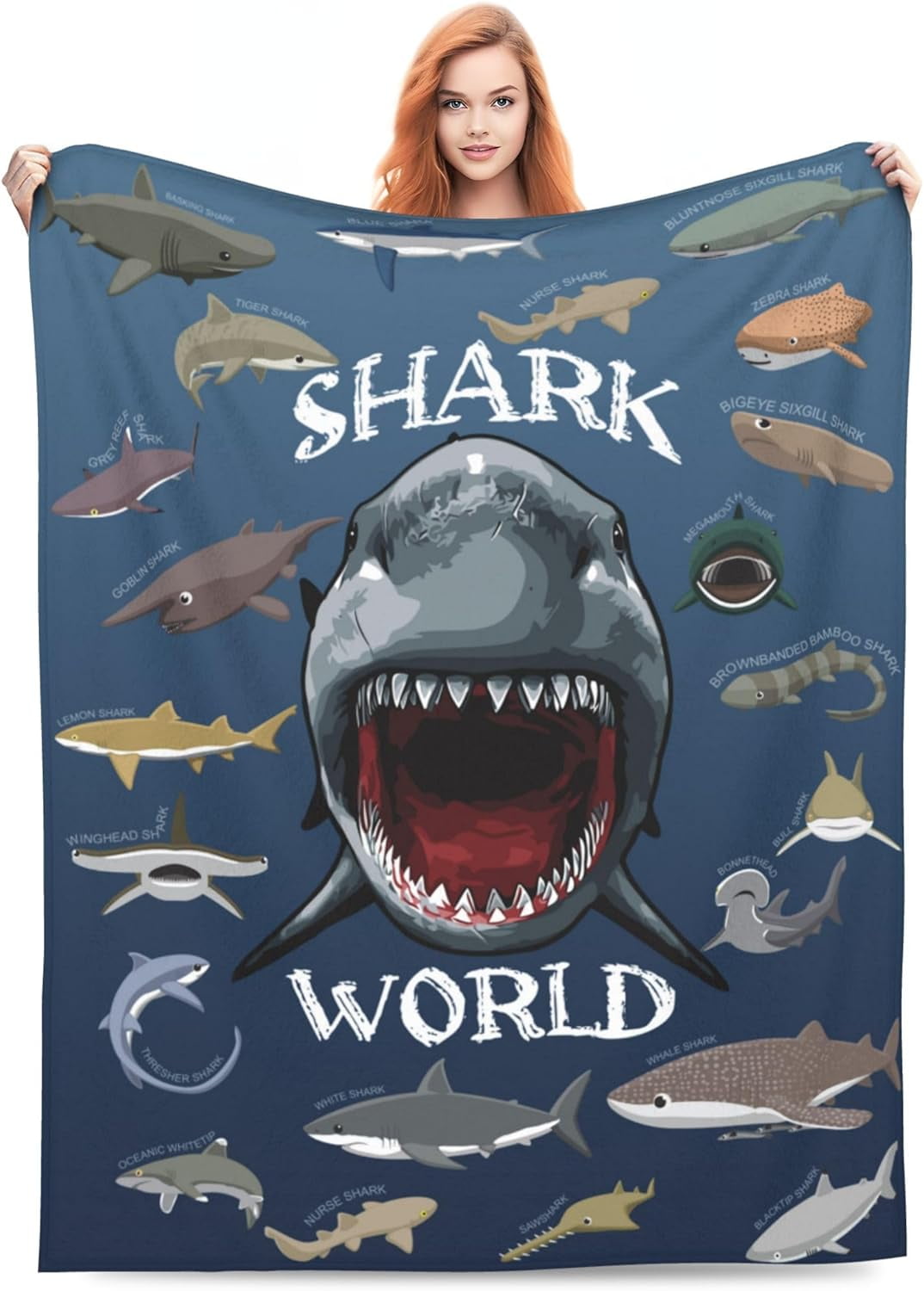 Shark Blanket Gifts for Kids Adults Soft Warm Lightweight Cozy Cartoon ...
