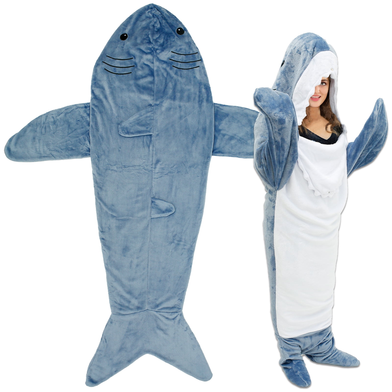 Shark Blanket Hoodie Adult Shark Blanket Flannel Hoodie Soft Cosy Shark ...