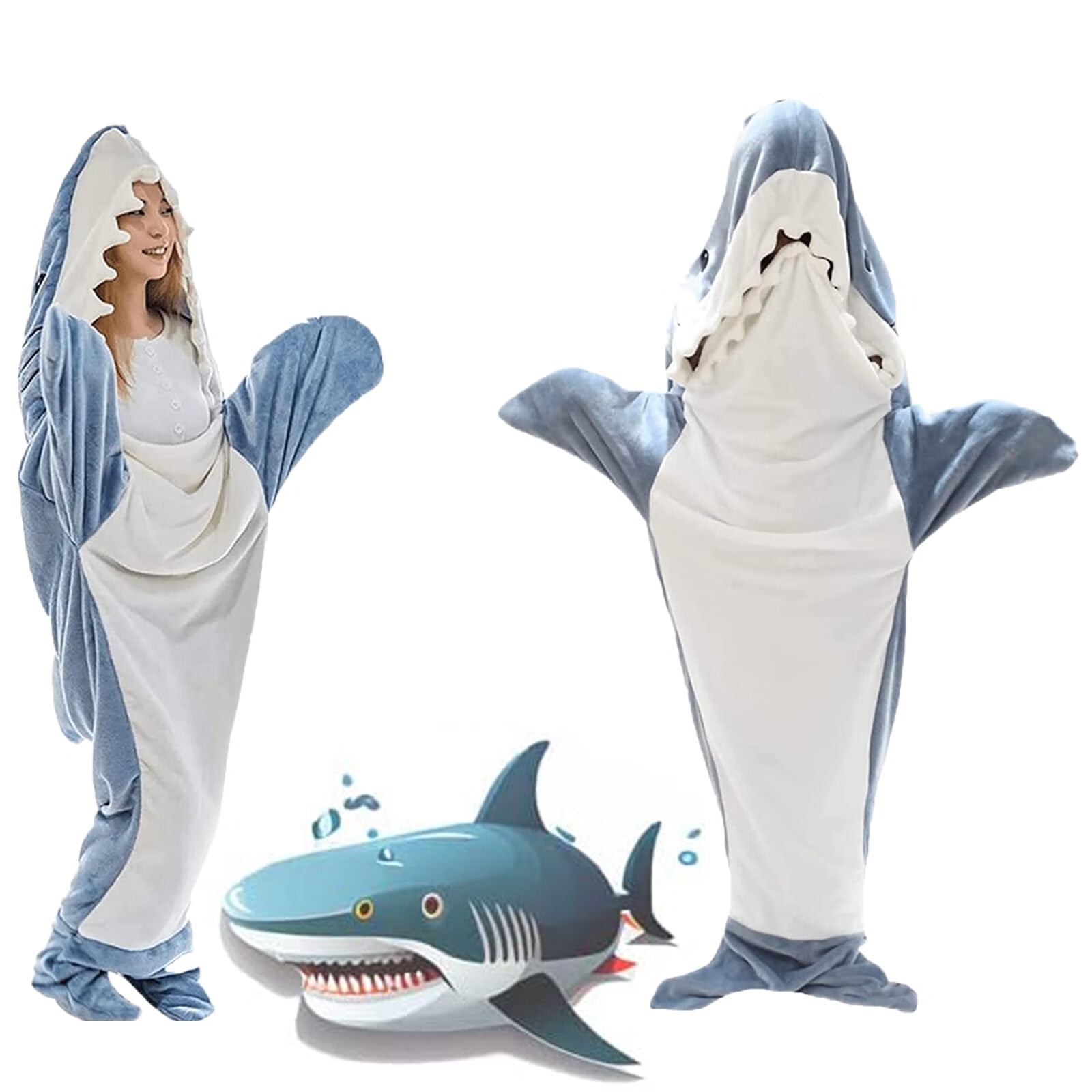 Shark Blanket Hoodie Adult, Wearable Shark Blanket, Shark Sleeping Bag ...