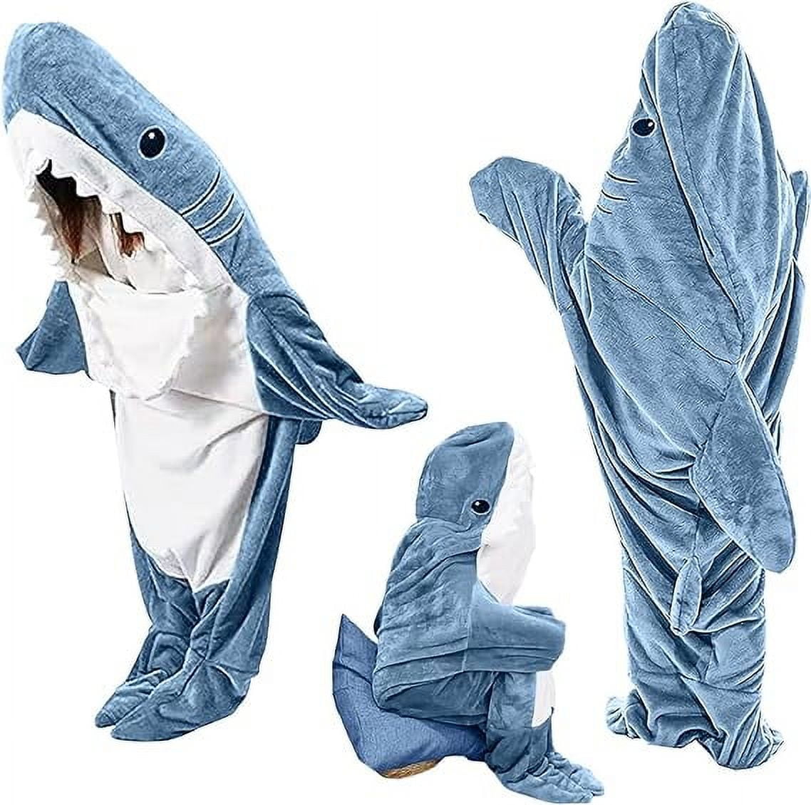 Shark Blanket Hoodie Onesie for Adults and Kids, Cozy Flannel Shark ...